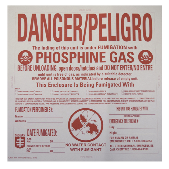 Railcar/Container Fumigation Placard – Degesch America – Stored Product ...